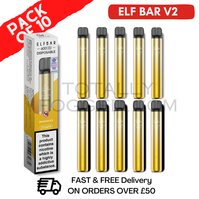 Banana ICE ELF BAR V2 Bar Box Of 10 - £28.99 – Totallyfogged